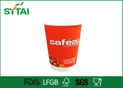 Cina Tazza di carta doppia del caffè espresso rosso eliminabile per caffè con i coperchi in vendita