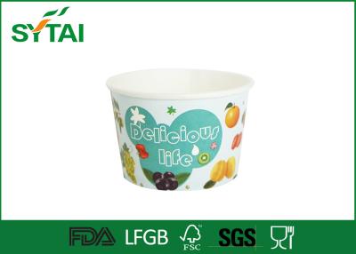 Cina Ricicli le insalatiere eliminabili delle tazze del gelato della carta blu con il cucchiaio dei coperchi in vendita