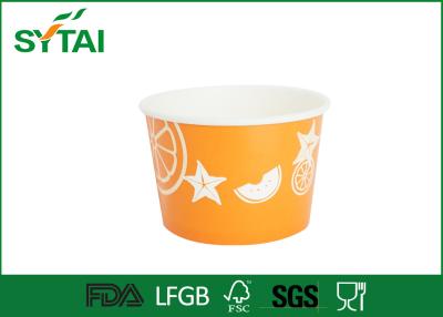 Cina Ciotole di carta amichevoli arancio biodegradabili del gelato di Eco con i coperchi in vendita