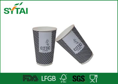 Cina 50 tazze di carta dell'ondulazione di X 12oz con i coperchi bianchi, doppio PE hanno ricoperto in vendita