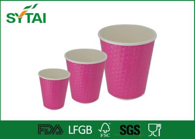 Cina Tazze eliminabili impermeabili rosa del caffè espresso con i coperchi, logo ondulato impresso in vendita