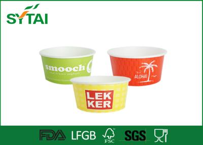 China Gerecycled papier Ice Cream Kopjes met Custom Printing Stip 24oz Paper Soup Cups Te koop