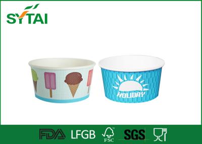 China Gerecycled papier Ice Cream Kopjes met Custom Printing Stip 24oz Paper Soup Cups Te koop
