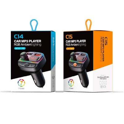China 18W Bluetooth Music FM Transmitter For Car Wireless Fast Charging for sale