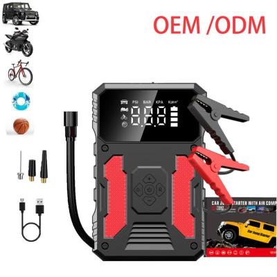 China Mini Portable Car Jump Starter With Digital Air Compressor And USB Fast Charge for sale