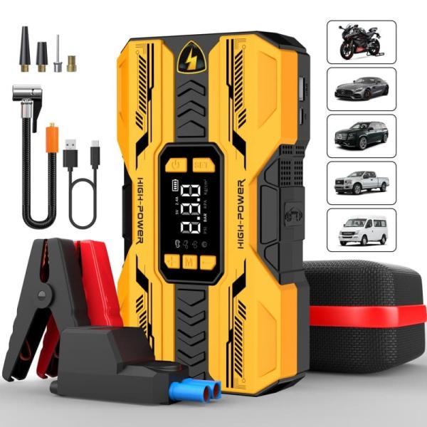 Quality Multifunction 12V Portable Car Battery Jump Starter With Tire Inflator for sale