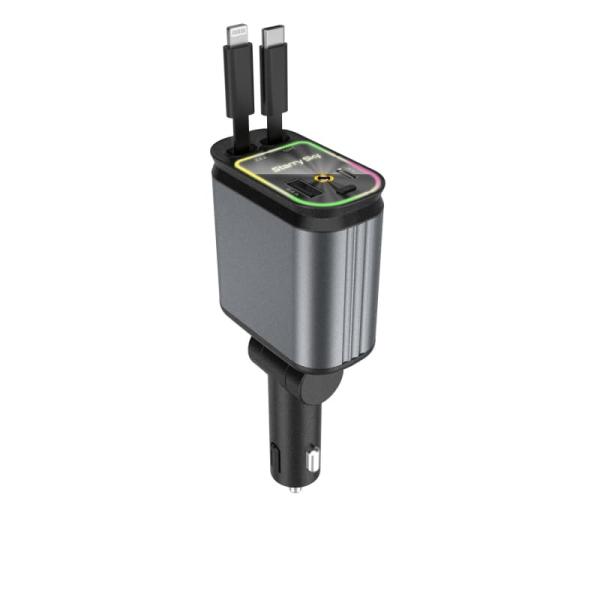 Quality 66W Fast Car Charger 4 In 1 Retractable Car Phone Charger for sale