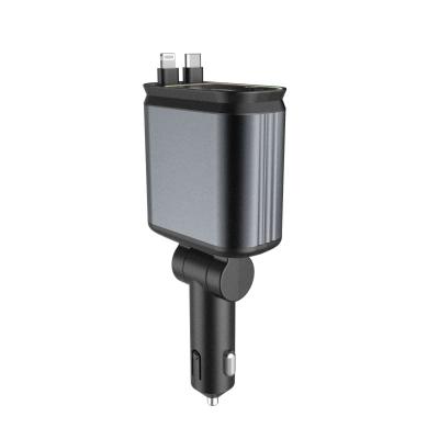 China Smart 66W Retractable Car Charger Fast Charging With Galaxy Projection Light for sale