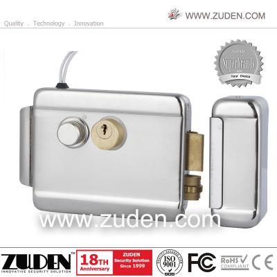 China High Security Electric Rim Lock with Double Cylinder & Nickel Plating for sale