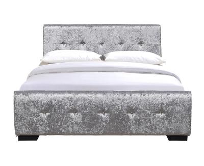 Cina OEM ODM Open Storage Bed Tufted Crystal Buttons Silver Crush Velvet Side in vendita