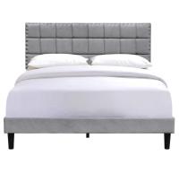 China King Size Upholstered Platform Bed Frame Dark Grey With Adjustable Headboard Height for sale