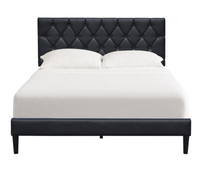 Cina Black Facux Leather Upholstered Platform Bed Frame Queen Size With Tufted Headboard in vendita