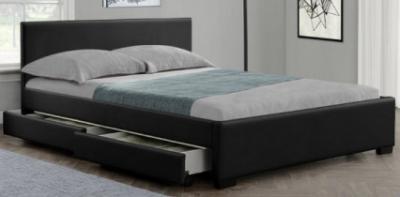 Cina Sunny LED Upholstered Bed Frame With Storage Drawers Black PU Fabric in vendita