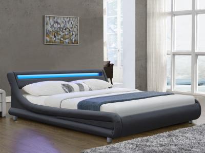 Cina PU Plywood Upholstered Sleigh Bed Frame With RGB LED Headboard in vendita