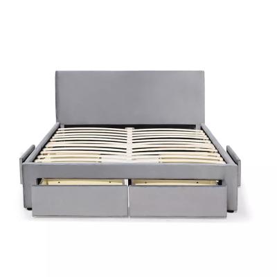Cina 4 Drawer Hidden Sliding Storage Bed Grey Velvet Fabric SGS Certificate in vendita