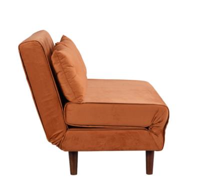 Cina La piccola doppia piegatura Sofa Bed Orange Velvet Upholstered di 2 Seater far rotolare il posto letto per ricoveri giornalieri in vendita