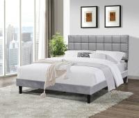 China Queen Size Upholstered Bed Frame Dark Grey With Adjustable Headboard Height for sale