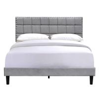 China Queen Size Upholstered Bed Frame Dark Grey With Adjustable Headboard Height for sale