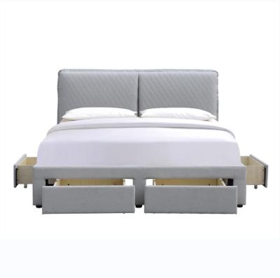 Китай Tufted свет кровати хранения - серое изголовье варочного мешка двойника Linen180x200cm с 4 ящиками хранения продается