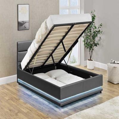 Cina Letto di progettazione LED della mobilia con la scatola di stoccaggio 90x190 grigio chiaro cm in vendita