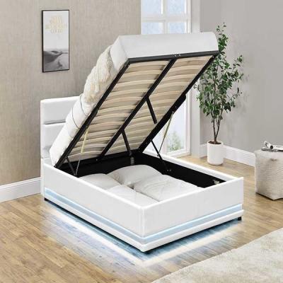 Cina Letto di progettazione LED della mobilia con la scatola di stoccaggio 150x200 bianco cm in vendita