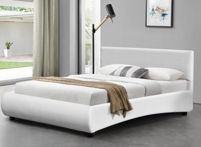 China Het witte Beklede Hoofdeinde van Faux Leer met Geleid Bekleed Bed Te koop