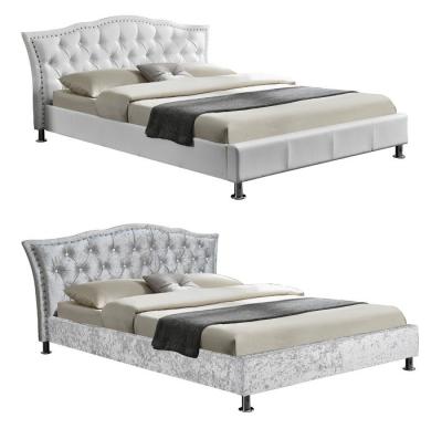 Cina Struttura lussuosa del letto di re Size Velvet Fabric con trapuntato e Crystal Headboard in vendita