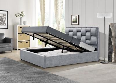 Cina Struttura a grandezza naturale all'ingrosso di Grey Velvet Fabric Storage Bed con l'alta testata trapuntata in vendita