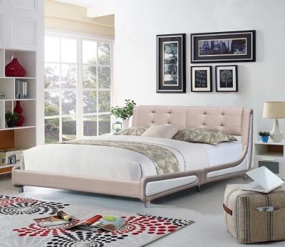 Cina King Size Upholstered Bed Frame Linen Fabric Comfortable Modern Style in vendita