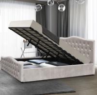 China White Double Size Oem Upholstered Bed Frame Low Profile Full for sale