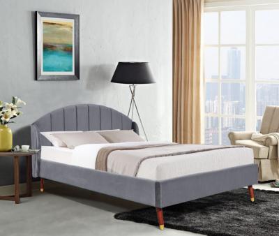 Cina Easy Assembly Velvet Upholstered Bed Frame Wood Sprung Slats Double Size in vendita