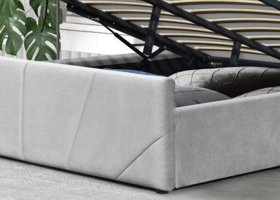 Cina Struttura del letto contenitore con piattaforma in tessuto grigio chiaro con testiera ad ala imbottita in vendita