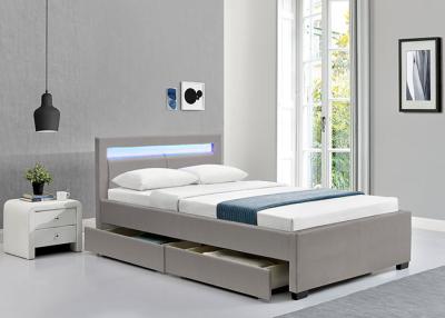 Cina Upholstered Platform Bed Frame with Storage Drawers LED Lights Headboard in vendita