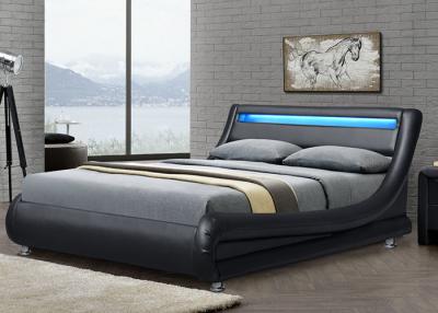 Cina Letto di piattaforma di cuoio ricoperto della curva di Wave della struttura contemporanea moderna del letto in vendita