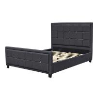 China Platform Upholstered Bed Frame Fabric Button With Footboard for sale