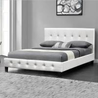 China Cristal Button Upholstered Leather Bed for sale