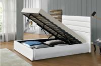 China Modern Queen Size Storage Upholstered Platform Bed Frame With High Headboard PU for sale