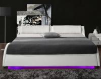China 2 LED Light Bed Frame Double Size Upholstered Platform PU Leather for sale