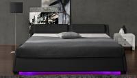China 2 LED Light Bed Frame Double Size Upholstered Platform PU Leather for sale