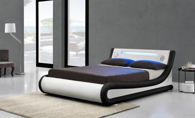 China Platform LEIDEN Bekleed Bedkader met Bluetooth-Sprekerspu Zwart Wit Te koop