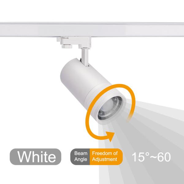 Quality Zoomable 15°-60° COB LED Track Light Fixtures with CRI >80 and 50,000hrs Lifespan for Department Stores for sale