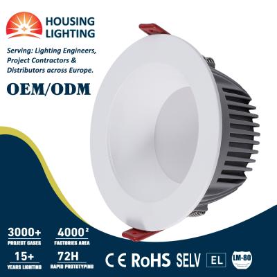 China Aluminum Round SMD LED Downlight with DALI DT8 Dimming CCT Tunable White and 165mm Cutout for Indoor Use for sale
