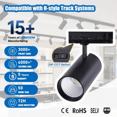 China 2700K 4000K 6000K 3CCT Adjustable Aluminum Led Track Lights Modern Dimmable 5-Year Warranty for sale