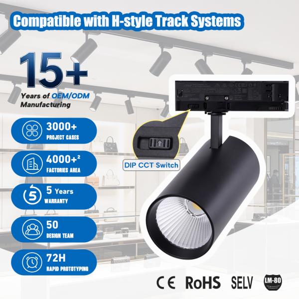 Quality 2700K-6500K Adjustable Color Temperature LED Track Light with 50,000 Hours Lifespan and 5-Year Warranty for sale