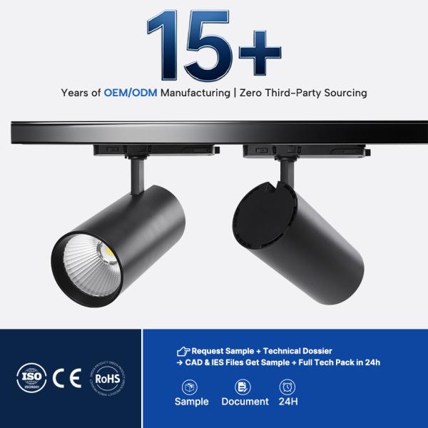 Quality Commercial LED Track Light with 5-Year Warranty, High Efficiency 100 Lm/W, and Adjustable Color Temperature 2700K-6500K for sale