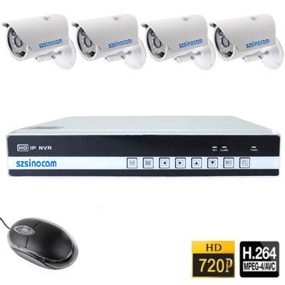 China sistema de seguridad inalámbrico NVR de los EQUIPOS de 4CH de Onvif H.264 del CCTV del EQUIPO HD 720P de la cámara IP económica de la prenda impermeable con ICR en venta