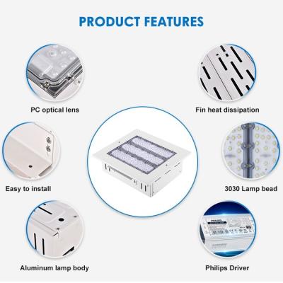 Cina Luce d'abitazione di alluminio della stazione di servizio della luce 50w 100w 150w 200w del baldacchino di IP65 LED in vendita