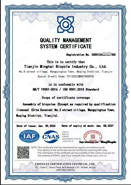 iso - QINGDAO BESTRIDING SPORTS CO.,LTD