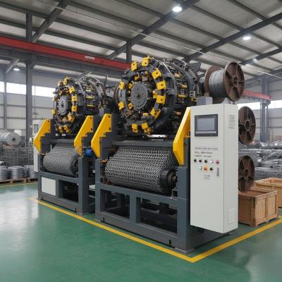China Double Twisted High Production Capacity Automatic Gabion Mesh Machine with PLC Touch Control for Heavy Duty Baskets for sale