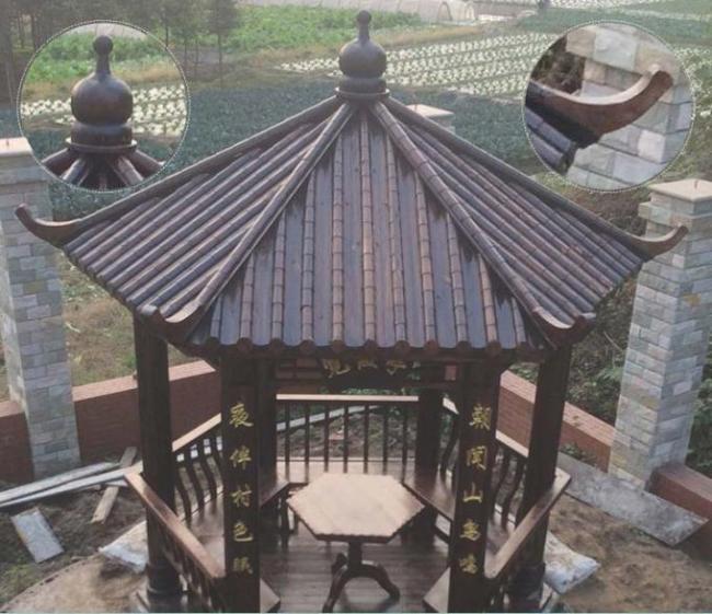 Pinus Sylvestris Chinese Wood Gazebo 2.6m Carbonating Backyard Wooden Gazebo 4